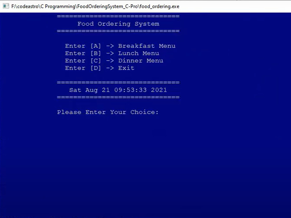 Food Ordering System In C Programming Upwork