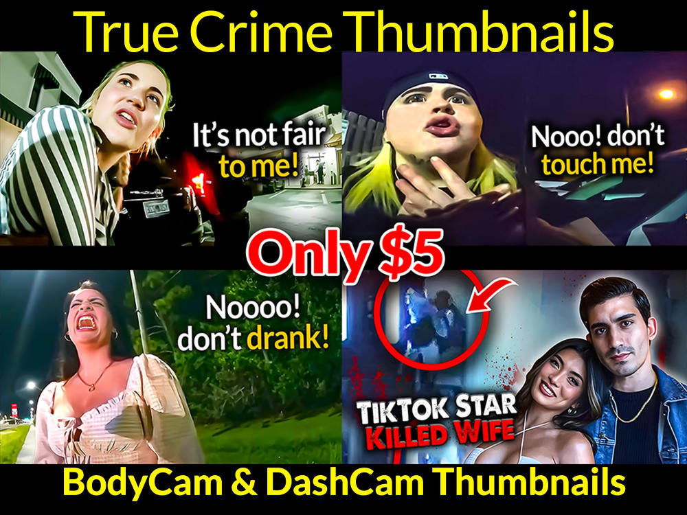 Create clickable eye catching police or true crime youtube thumbnails ...
