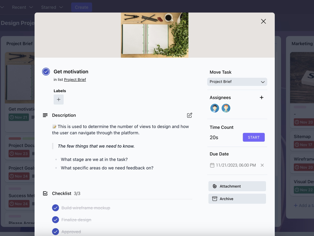 A project management tool including time tracking feature | ProTask | Upwork