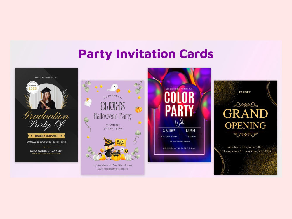 A incredible invitation cards for party, wedding, birthday and events ...