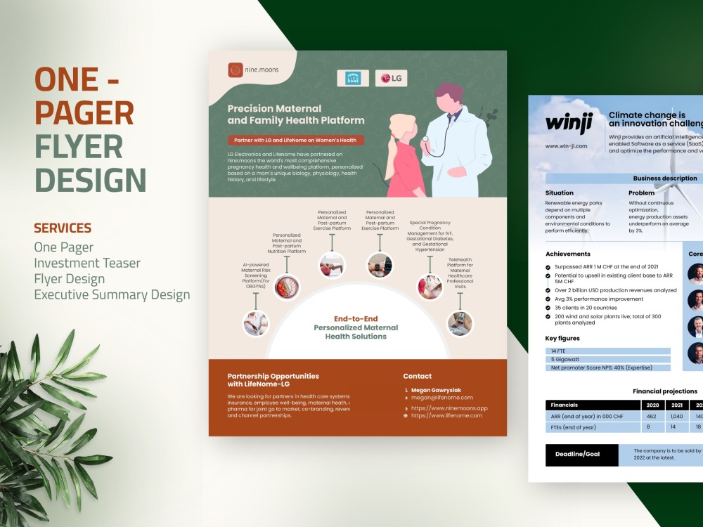 One pager design, investment teaser, one page flyer | Upwork