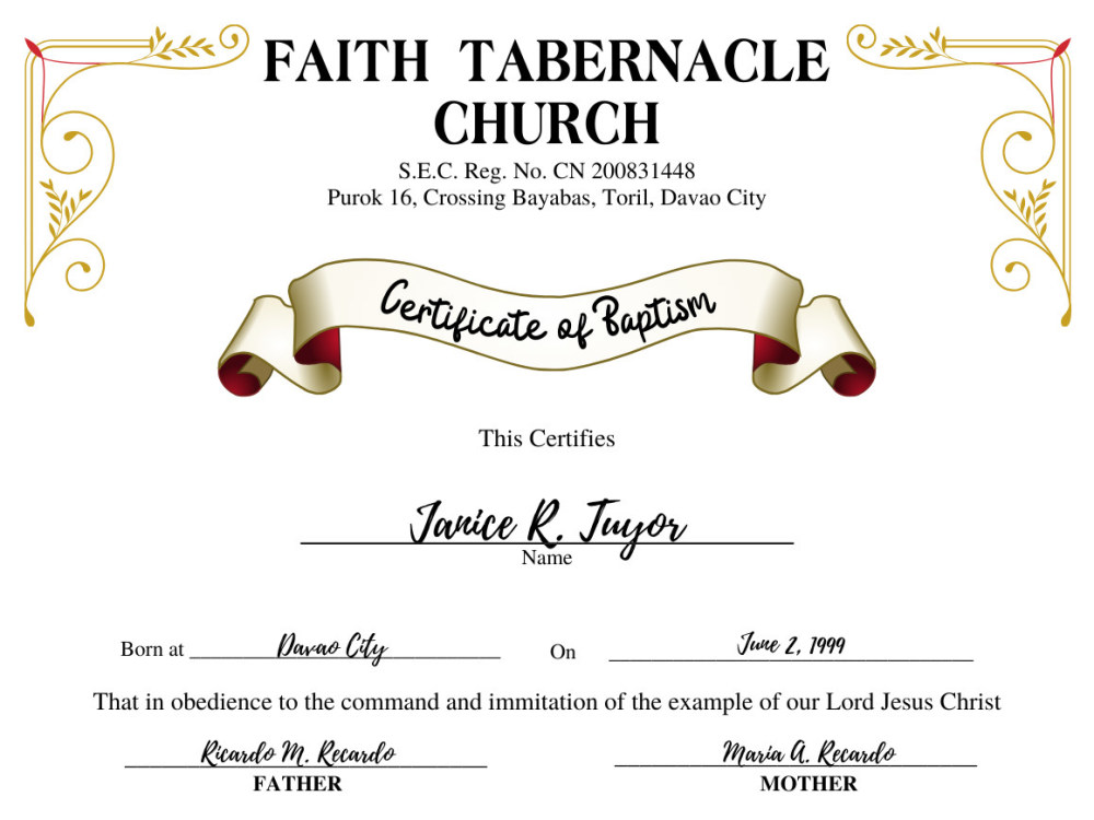 A Customized Certificate of Dedication Design | Upwork