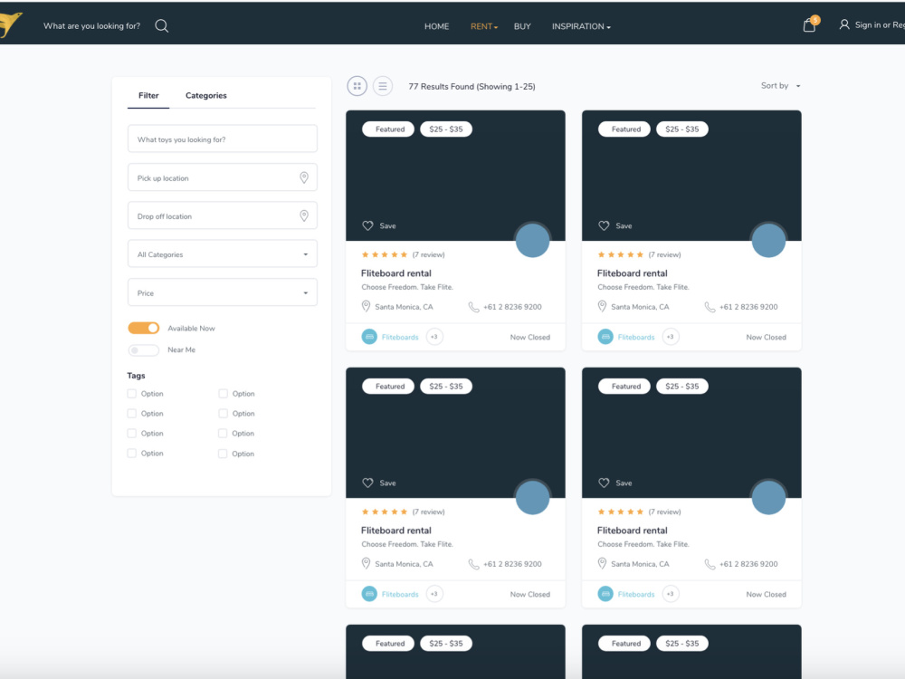 A functional, responsive web/app prototype mockup (with CSS visual code ...
