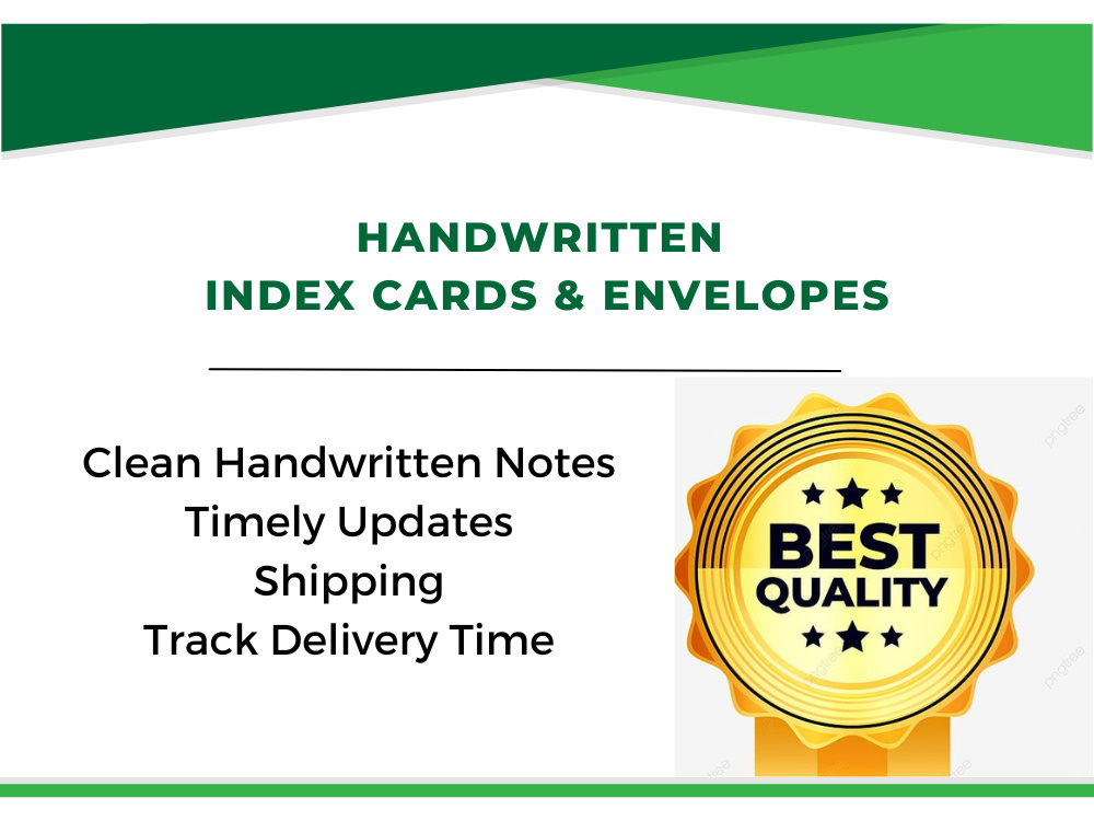 Handwritten Postcards/Index Cards and Envelopes | Upwork