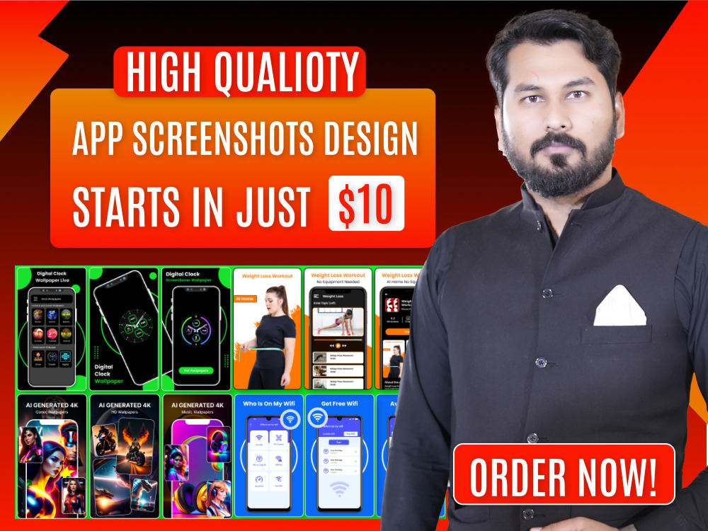 Modern app screenshots design for the app store or play store | Upwork