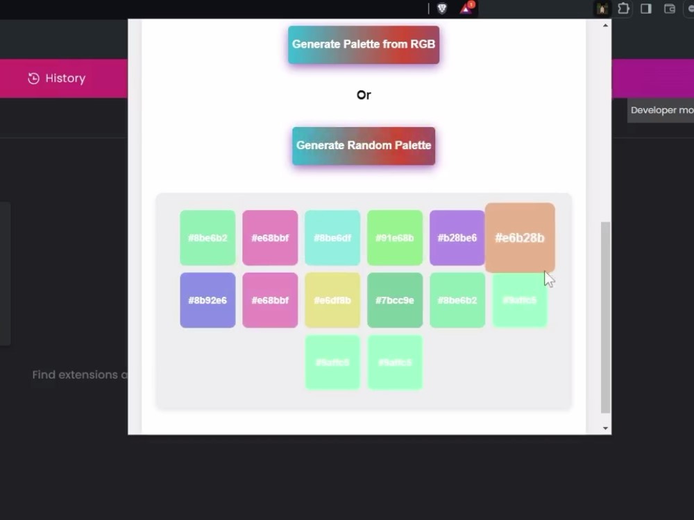 A browser extension that generates color palette. | Upwork