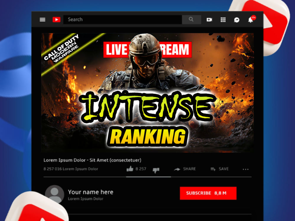 Eye catching live stream gaming thumbnail for youtube | Upwork
