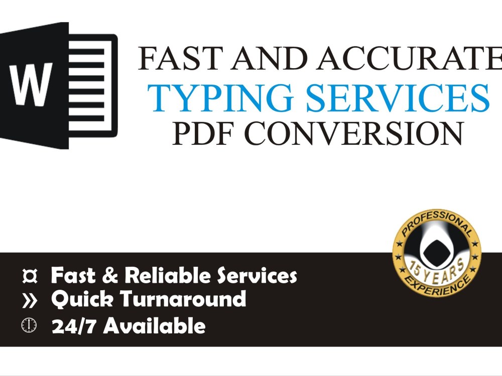 Fast Typing, PDF/Images to Word/Excel, Data Entry - I'm a Pro Typist ...
