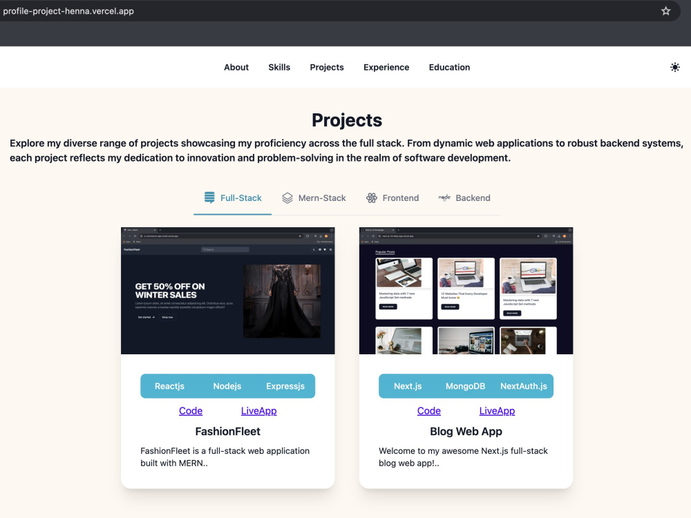 Web Developer | Full Stack Developer Portfolio Website | Upwork