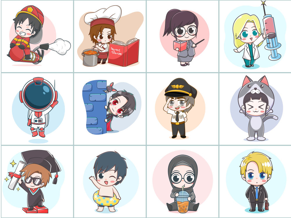 A kawaii chibi character design with vector based | Upwork