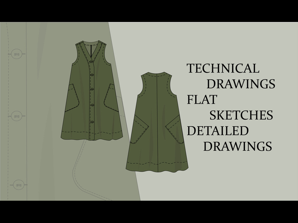 Clear detailed fashion flat sketches/technical drawings | Upwork