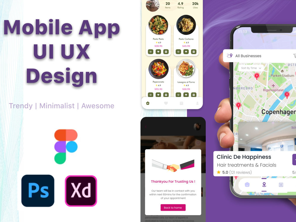 Modern minimal App UI UX Design on Figma, PSD, XD, AI for ios & android ...