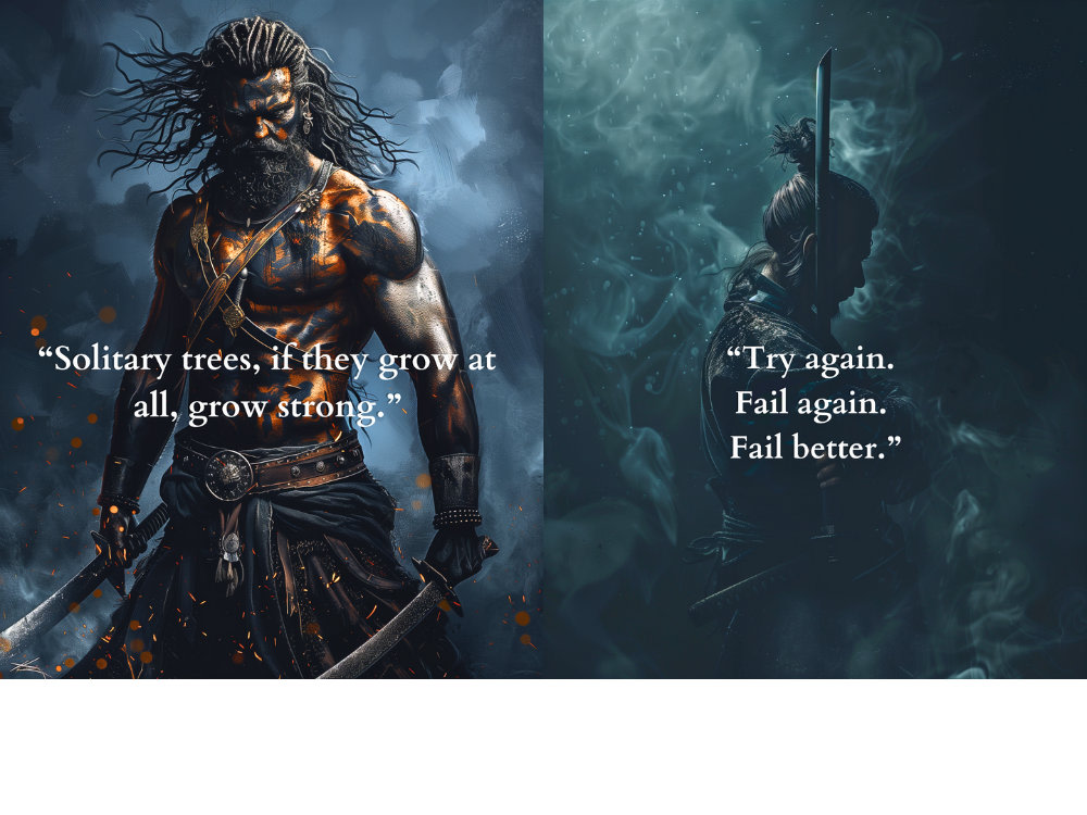 Printable warrior images with stoic Philosophical quotes on them | Upwork