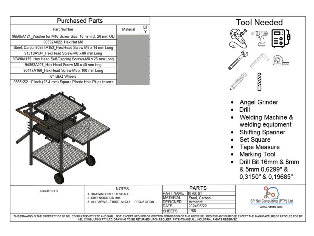 The blueprints for a rotating barbeque grill | Upwork
