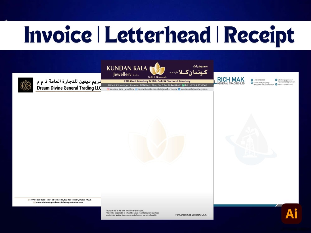 Custom branded invoice template | Letterhead | Receipt | Upwork