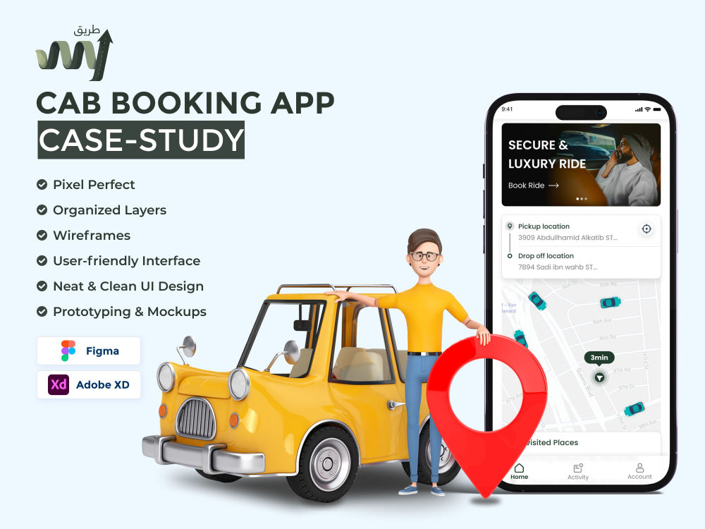 Cab booking app | UI/UX Design | IOS & Android | Custom App Design | Upwork