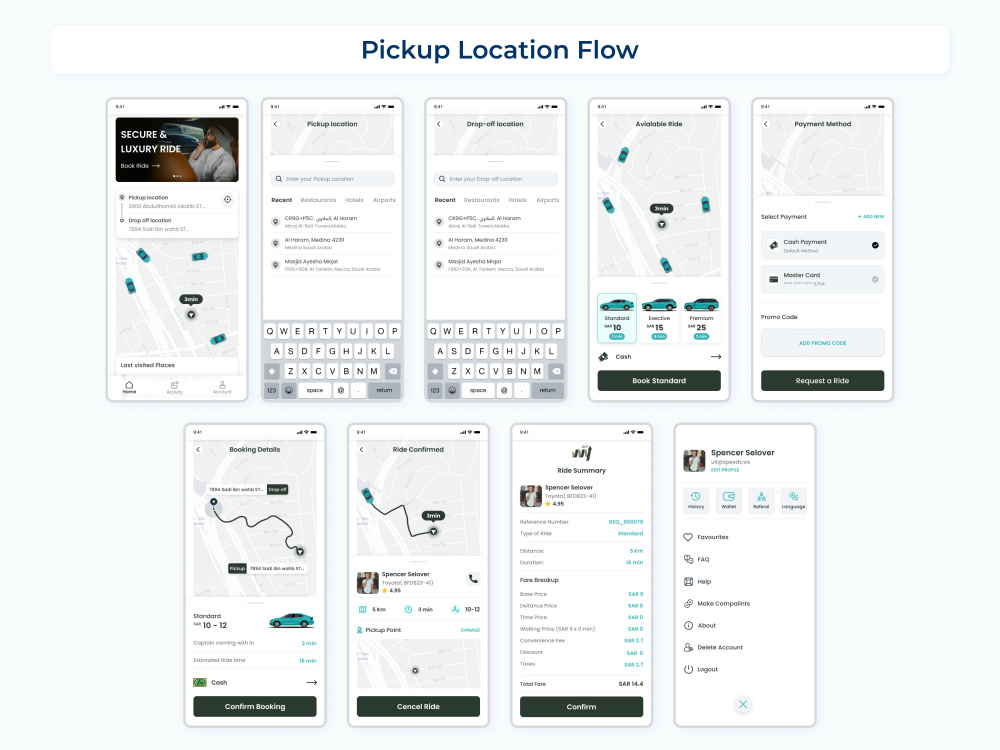 Cab booking app | UI/UX Design | IOS & Android | Custom App Design | Upwork