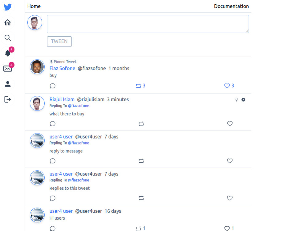 Twitter Clone | Messaging | notification | Group Chats | Upwork