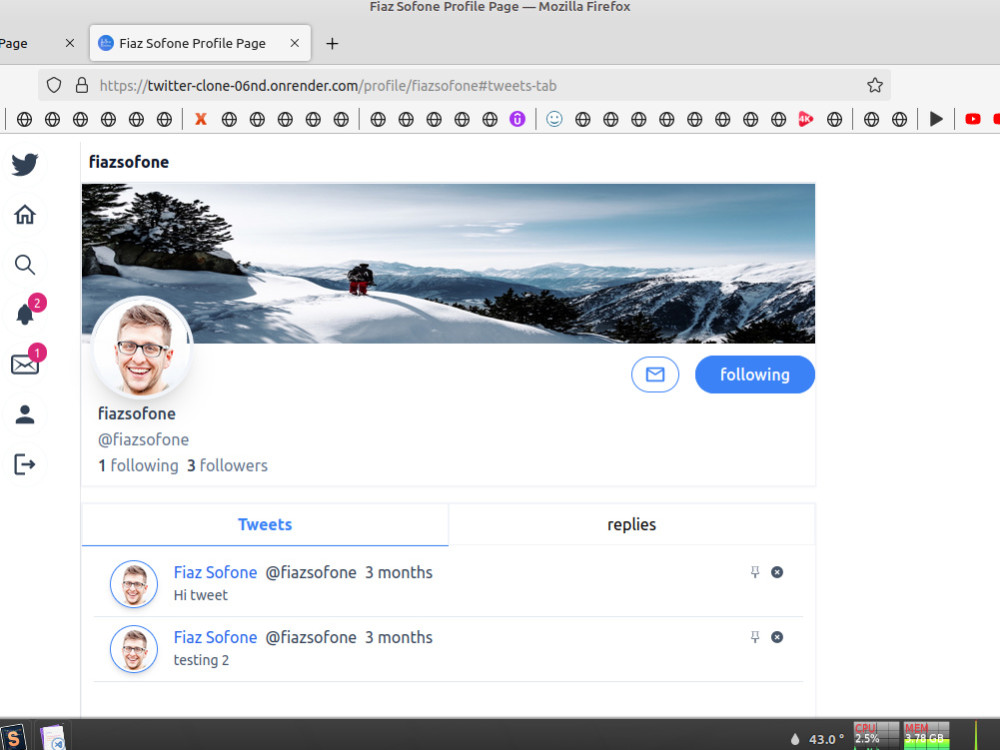Twitter Clone | Messaging | notification | Group Chats | Upwork