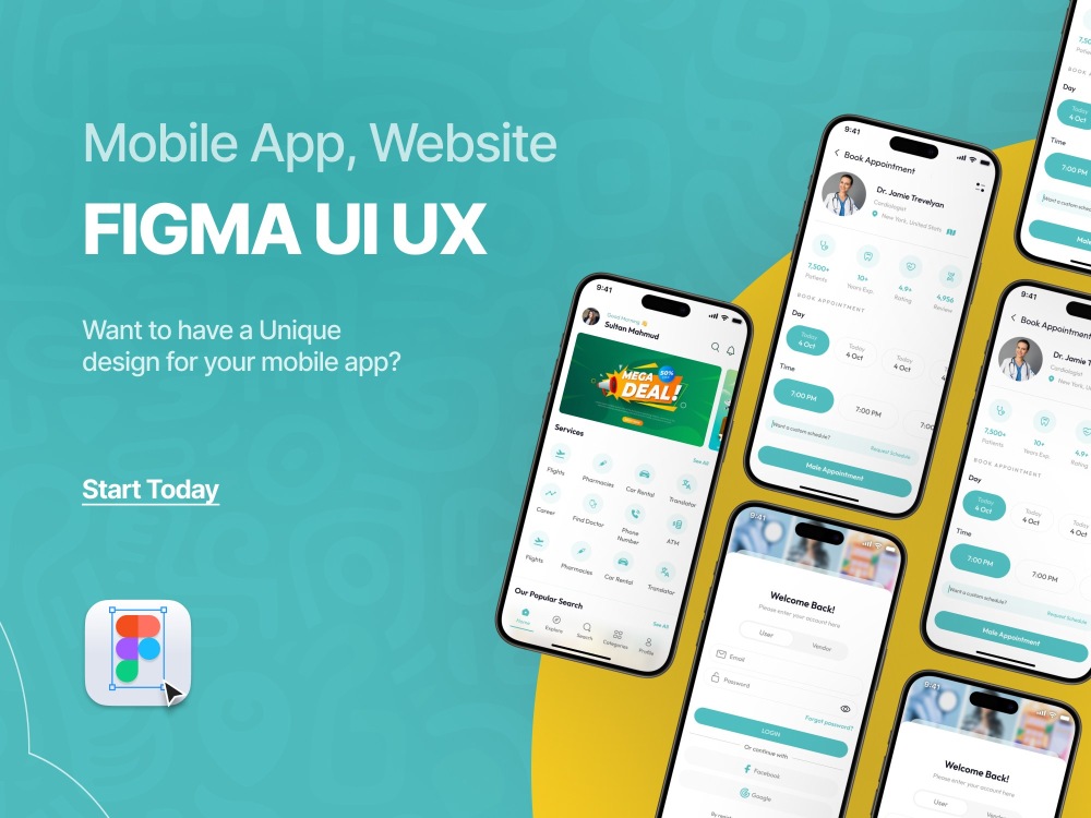 A expert figma ui, figma mobile app, ui ux, figma landing page | Upwork