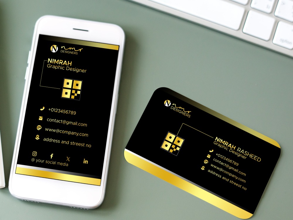 Clickable Digital business card with QR code, virtual & flat business ...