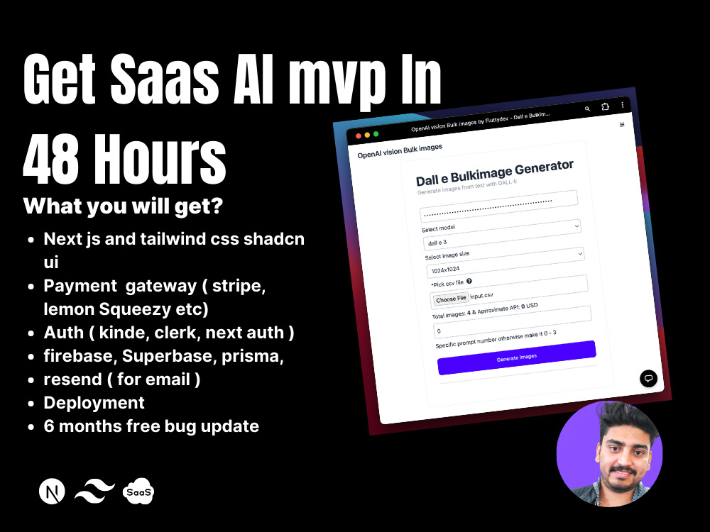 AI Ssaas Developer | MVP | Next JS | Tailwind css | resend | Upwork