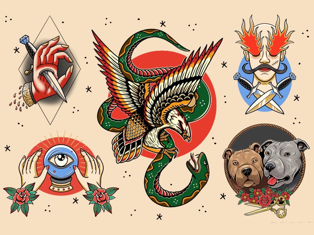 Amazing old school, neo traditional illustration tatto design | Upwork