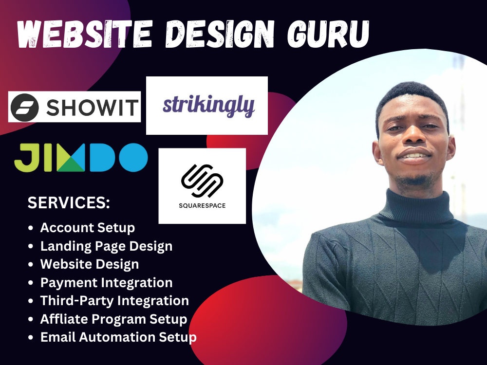 A customized landing page, website design using Jimdo, strinkingly ...