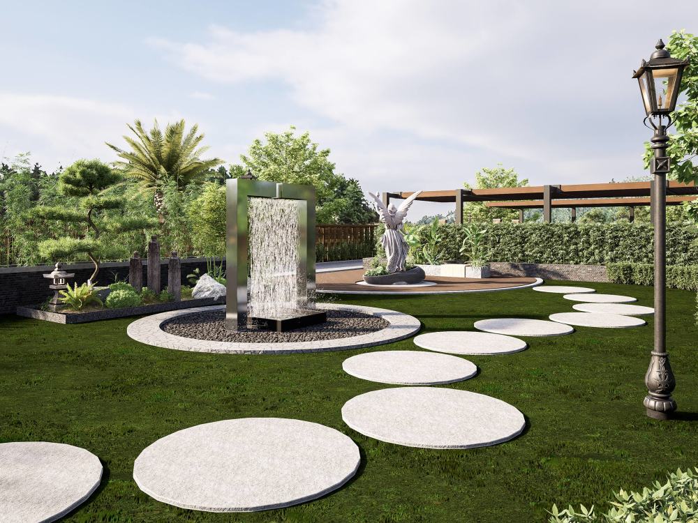 An Amazing 2D Drawing & 3D Images of Landscape Garden | Upwork