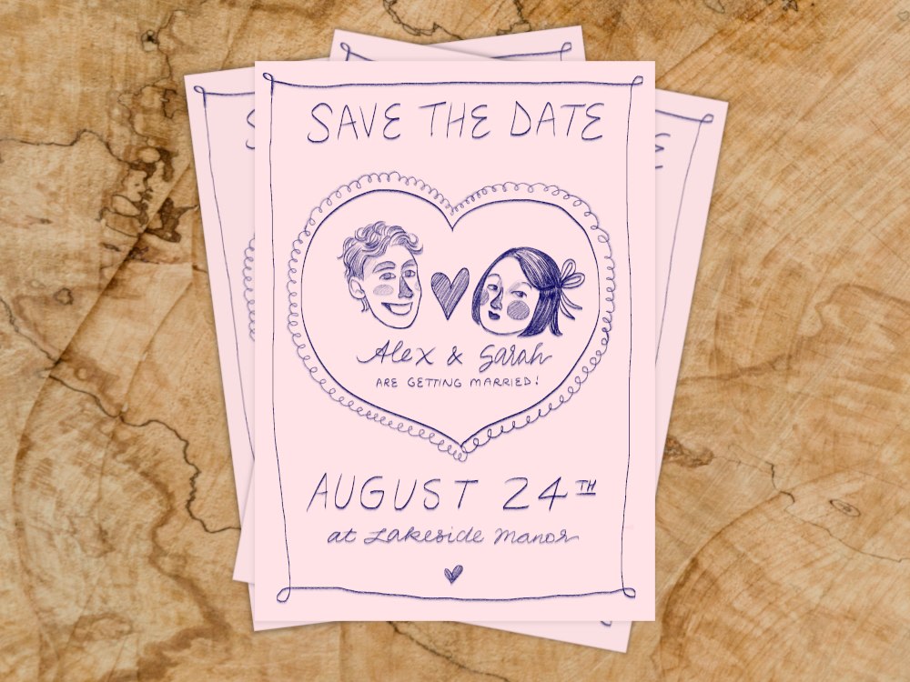 A hand-drawn save-the-date design | Upwork