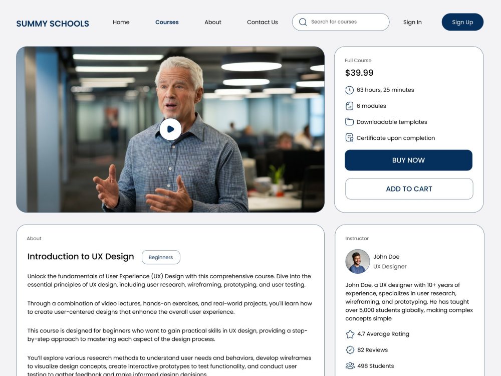 Design of an educational/online course website - Figma - UI/UX | Upwork