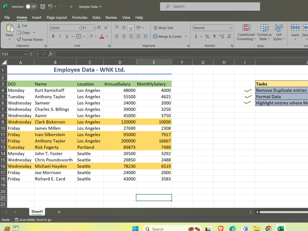 A cleaned, processed data out of a messy excel sheet. | Upwork