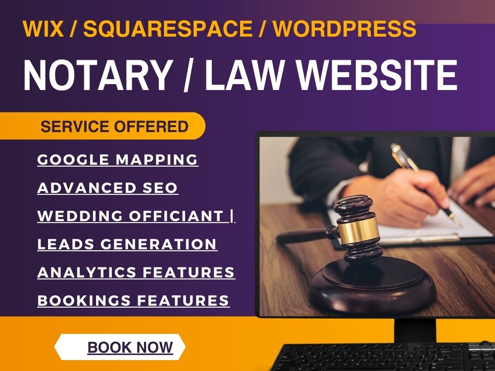 Notary website, notary landing page, booking website, Notary logo | Upwork