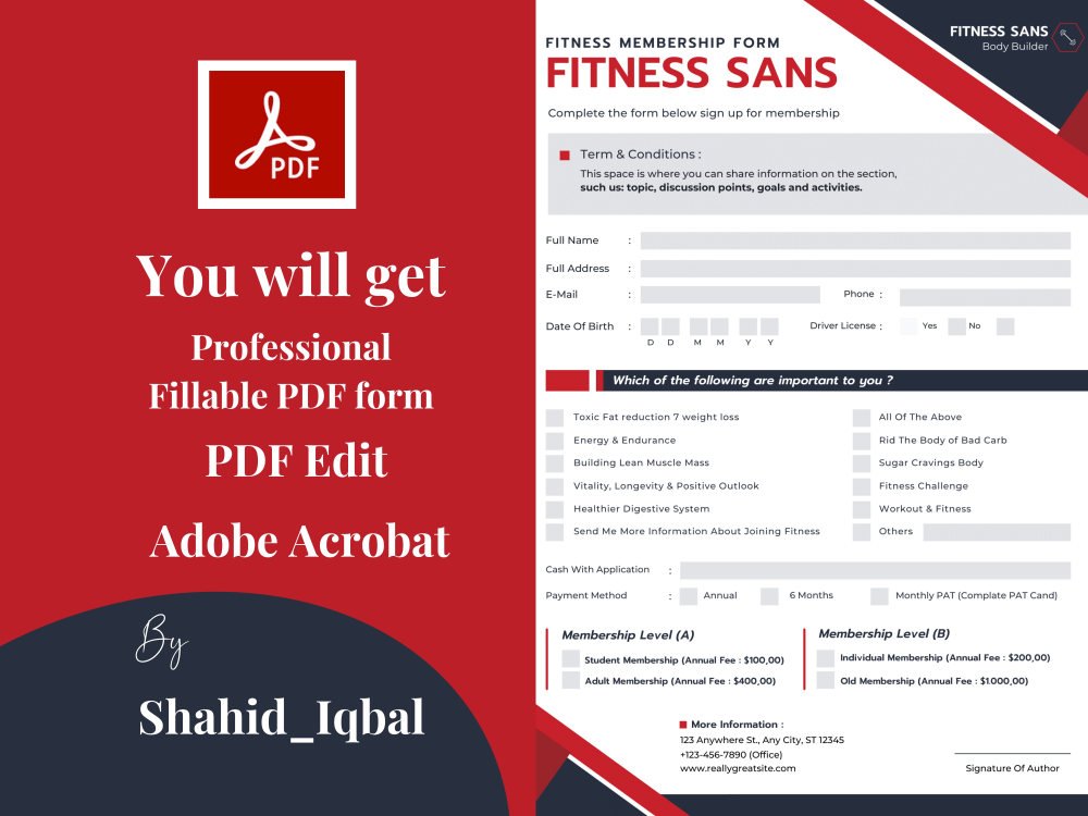 Fillable, Interactive, Dynamic form and Editable PDF Form | Upwork