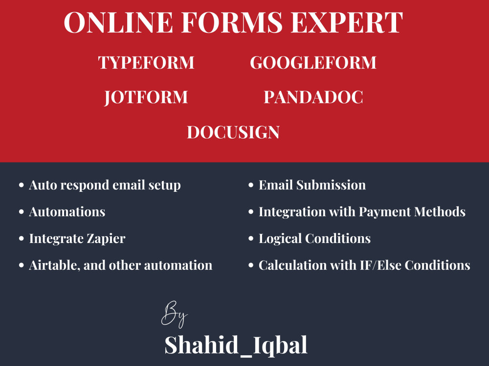 Your online forms, jotform, typeform, pandadoc, Docusign form | Upwork