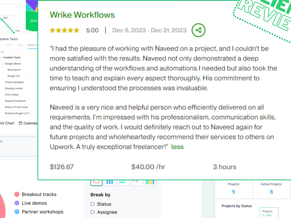 Wrike ( Project Management- Process Design- Integration - Automation ) | Upwork