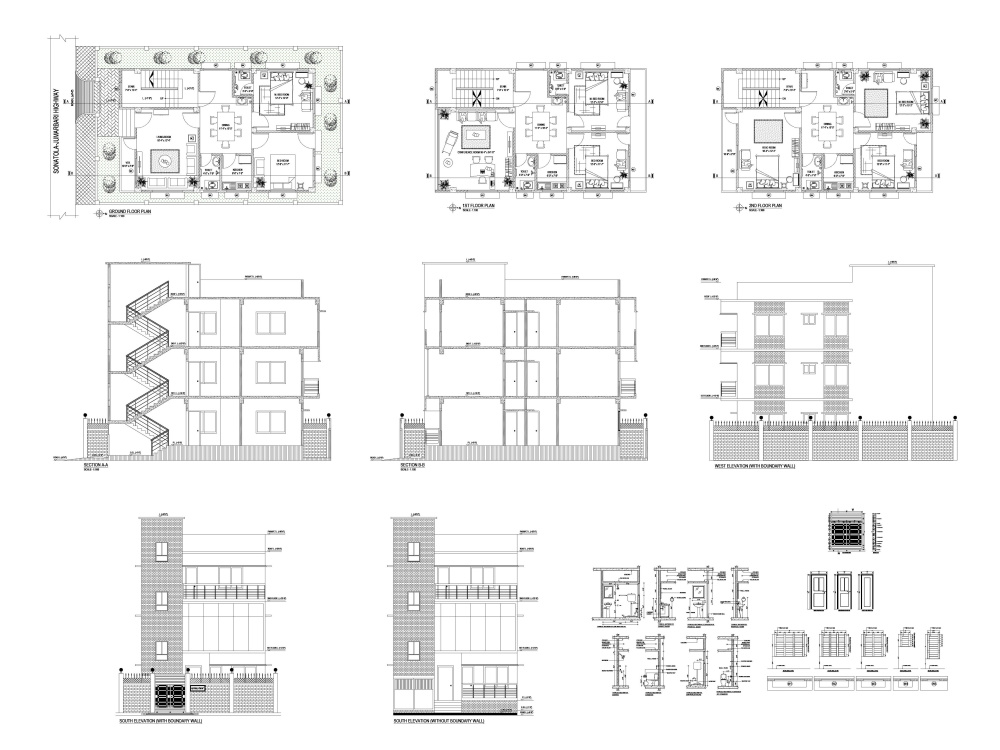 An Autocad drawing floor plan/elevation or section from a sketch image ...