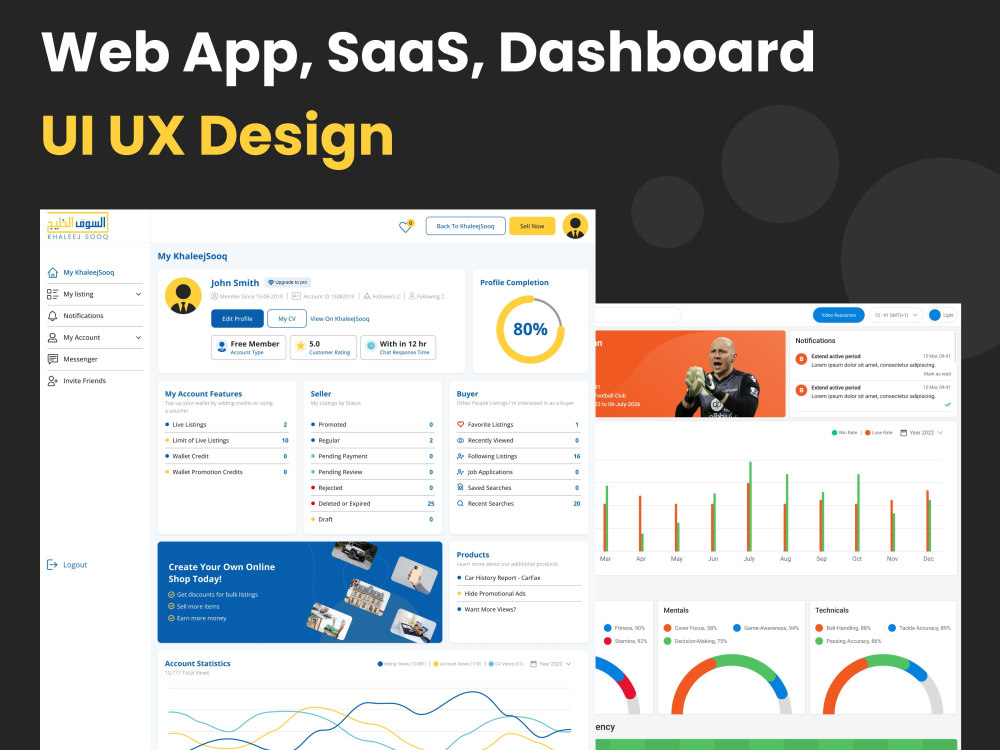 Web app, SAAS app, Dashboard UI UX Design | Upwork