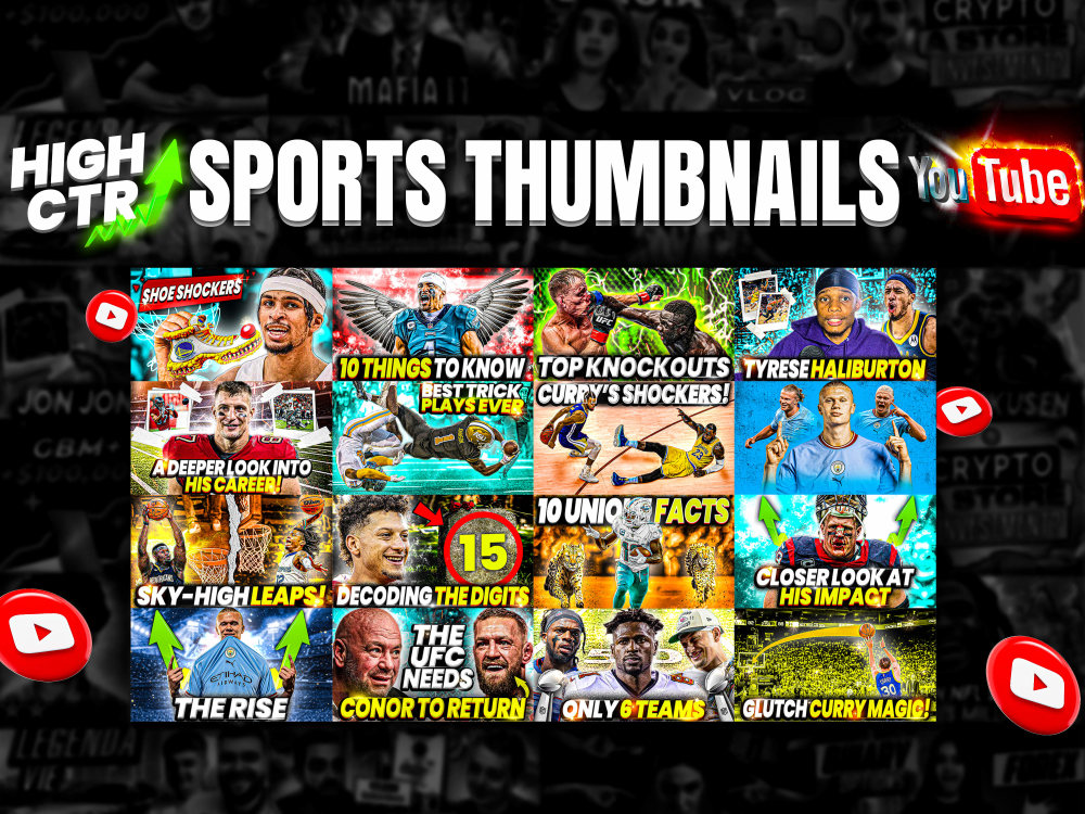 Design an attractive sports youtube thumbnail & basketball football mma ...