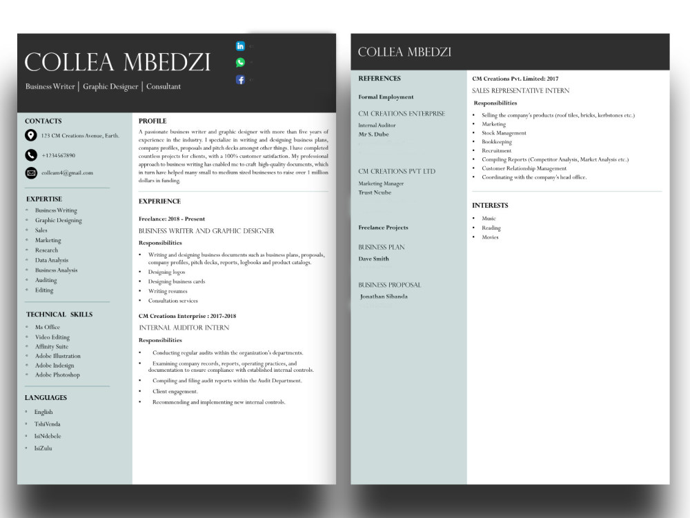A Clean, Professional and ATS complaint Resume/CV | Upwork