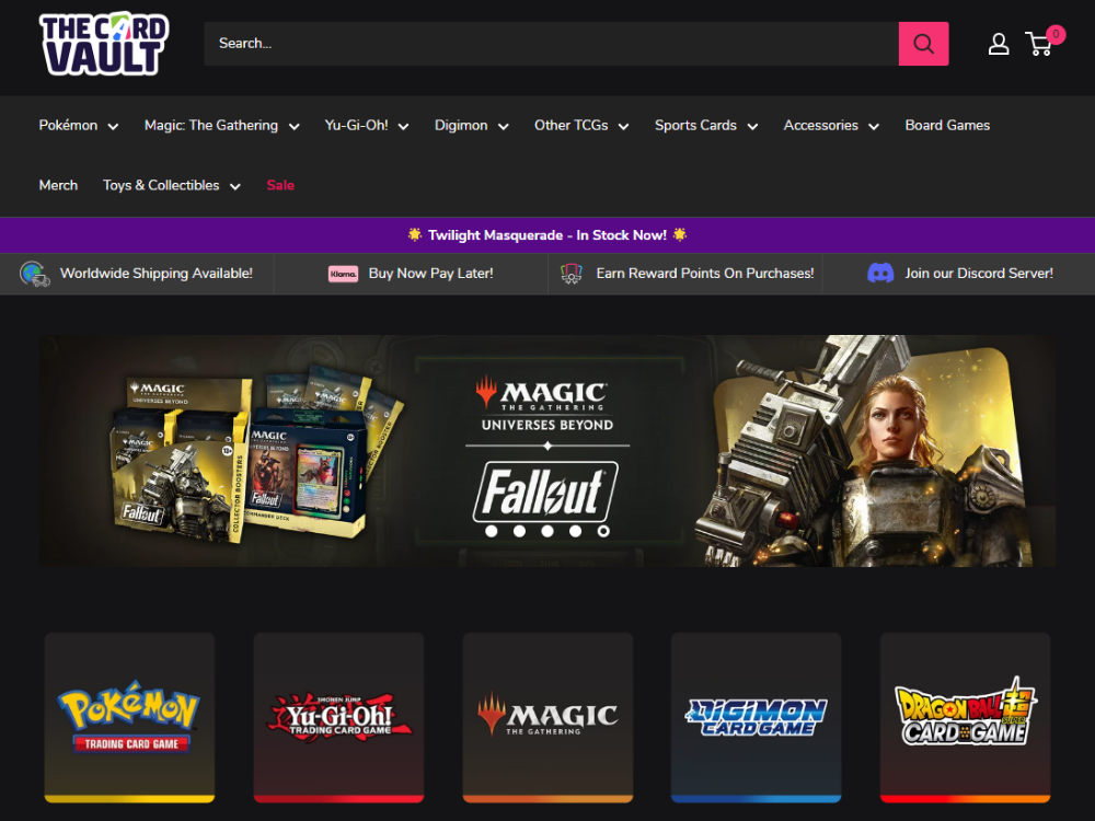 A luxury trading card shopify store, trading card website, pokemon ...