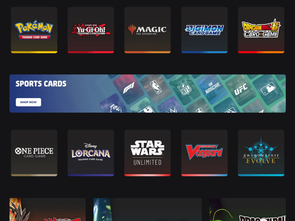 A luxury trading card shopify store, trading card website, pokemon ...