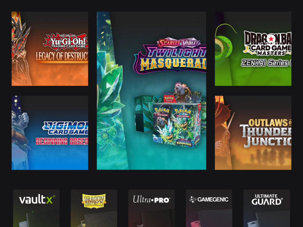 A luxury trading card shopify store, trading card website, pokemon ...