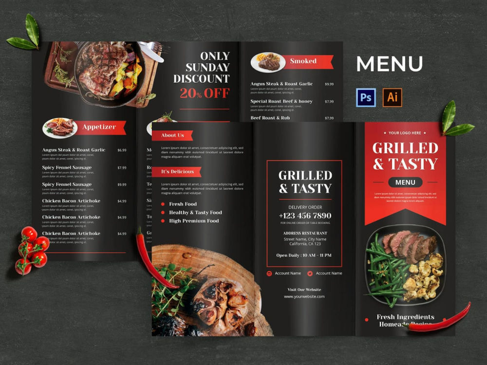 A professional restaurant menu design, digital menu design, menu board ...
