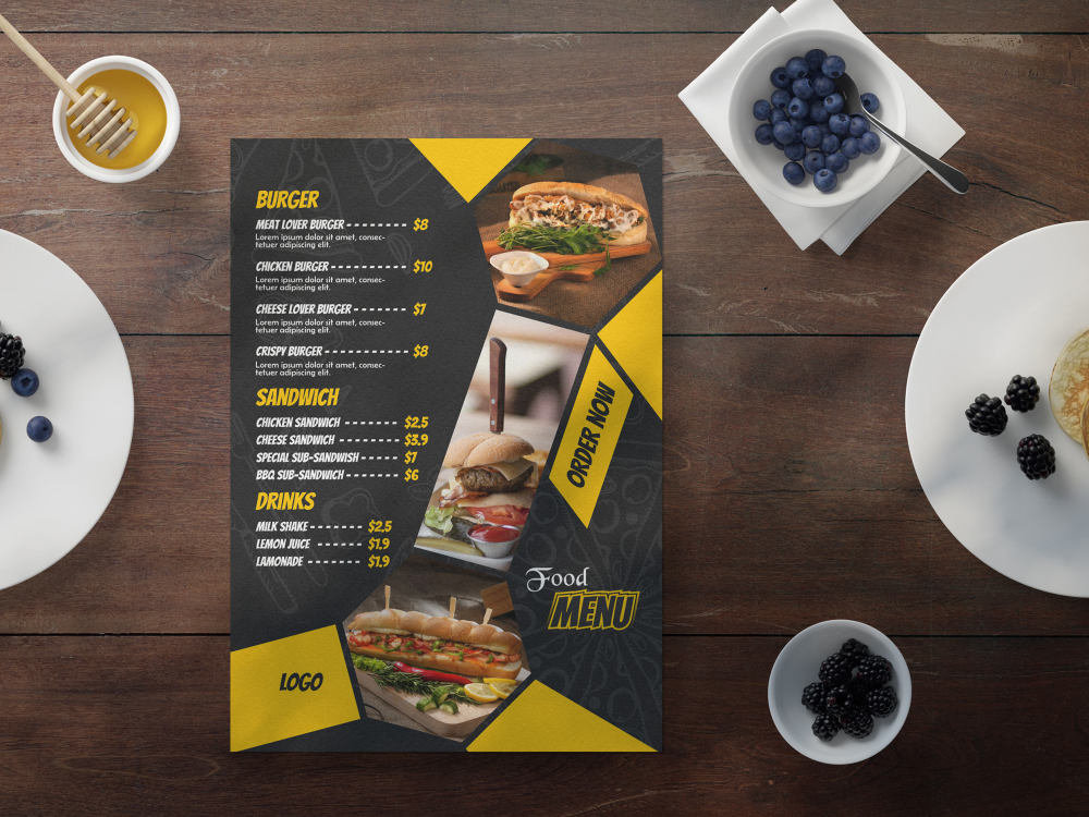 Amazing food menu design, price list and sell sheet for your restaurant ...