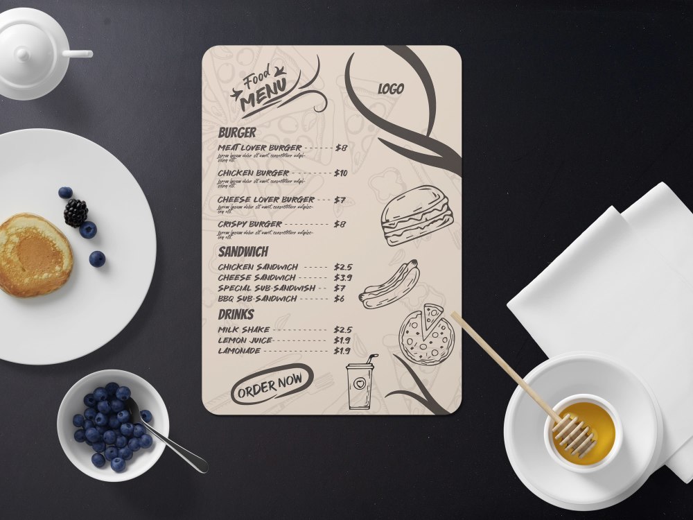 Amazing food menu design, price list and sell sheet for your restaurant ...