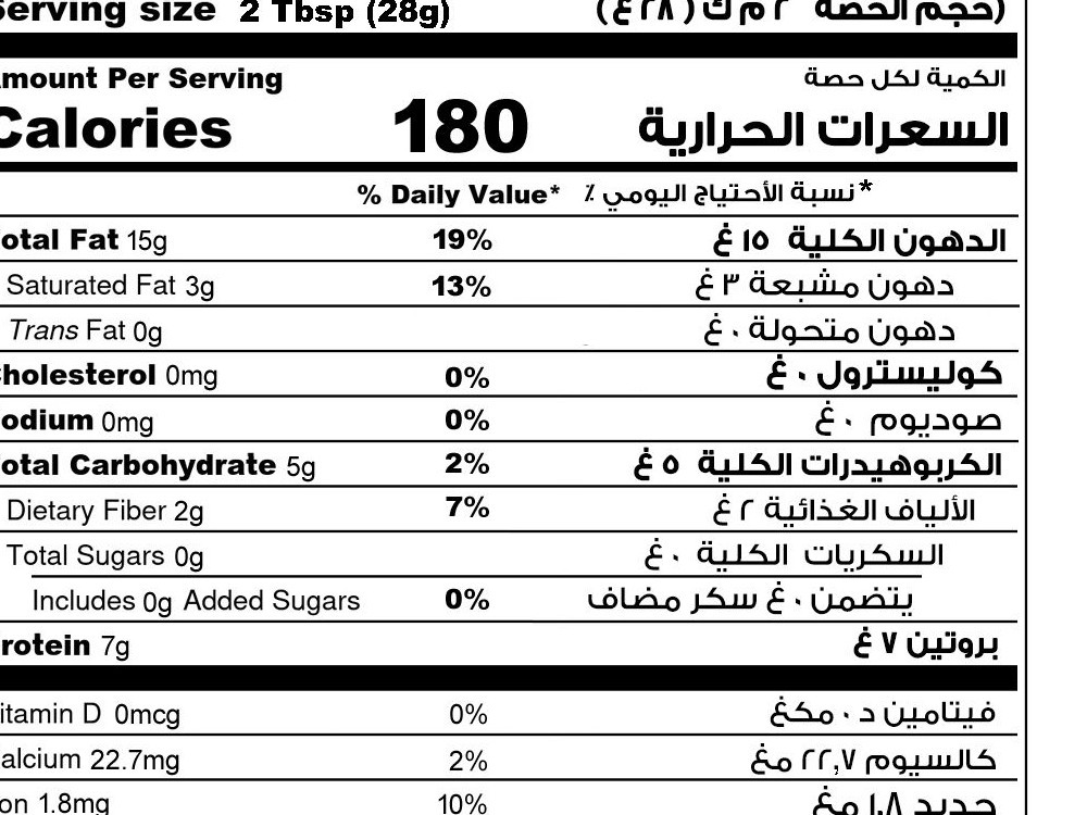 GCC Nutrition Facts Label | Upwork