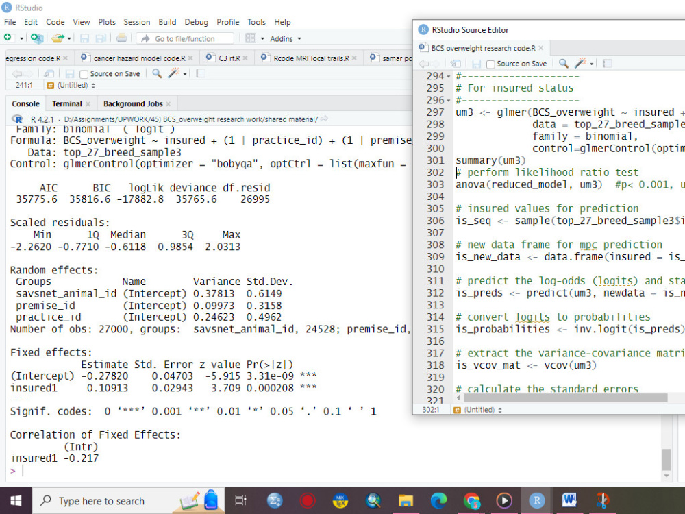 Linear and non-linear mixed effect model analysis and report | Upwork