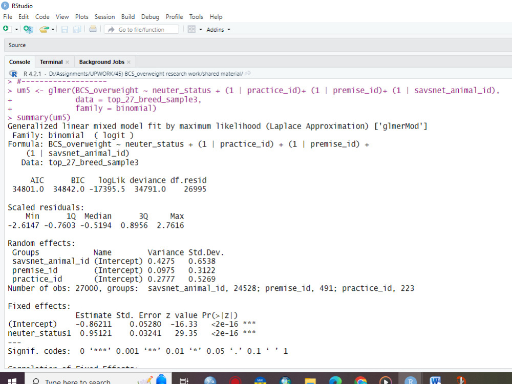 General and generalized linear models analysis | Upwork
