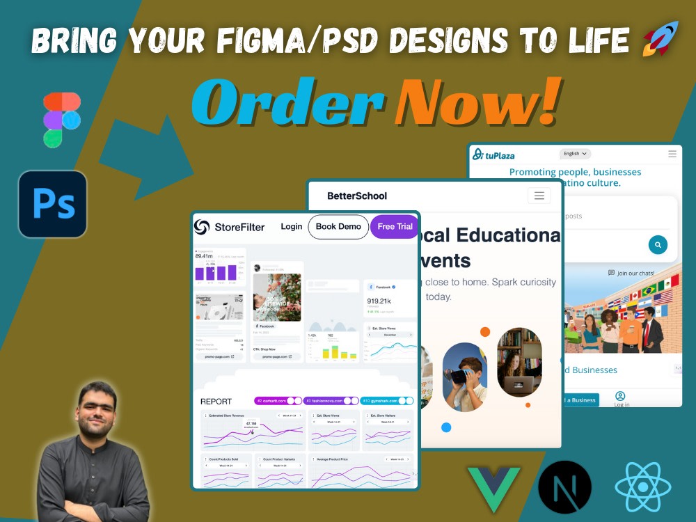 Your Figma/PSD Designs converted to Frontend Web Apps | Upwork